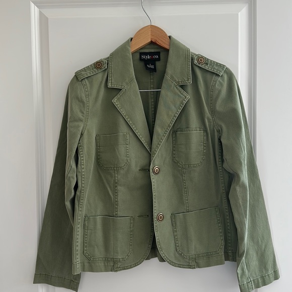 Style & Co. | Jackets & Coats | Army Green Military Style Blazer | Poshmark